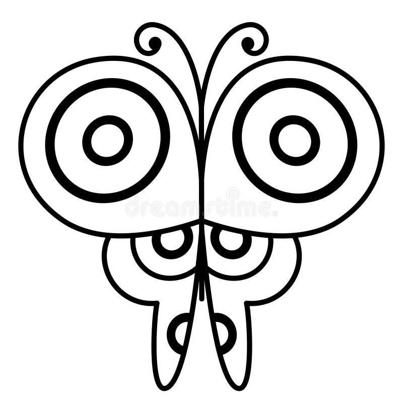 Butterfly with Round Patterns on Wings. Stock Vector - Illustration of ...