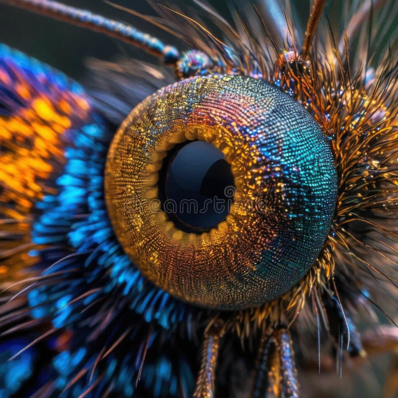 A Butterfly S Eye with Bright Iridescent Reflections Stock Illustration ...