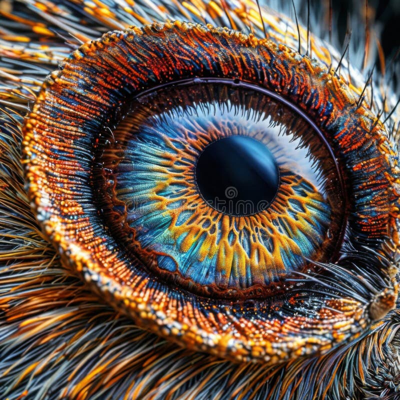 A Butterfly S Eye with Bright Iridescent Reflections Stock Illustration ...
