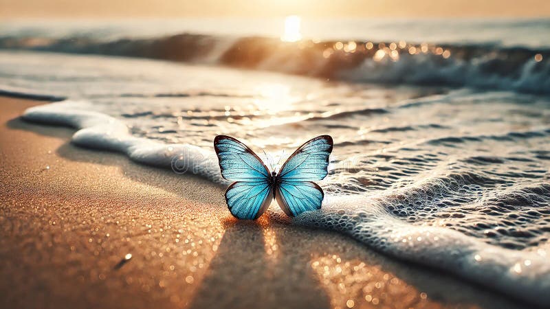 Butterfly on a sandy beach stock illustration. Illustration of pattern ...