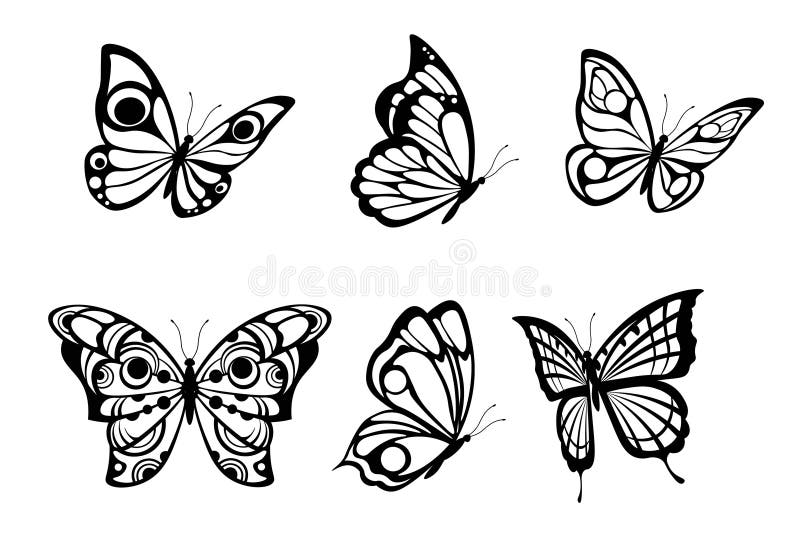 Butterfly Set, Butterfly Line Art Vector, Butterfly Icon, Butterfly ...