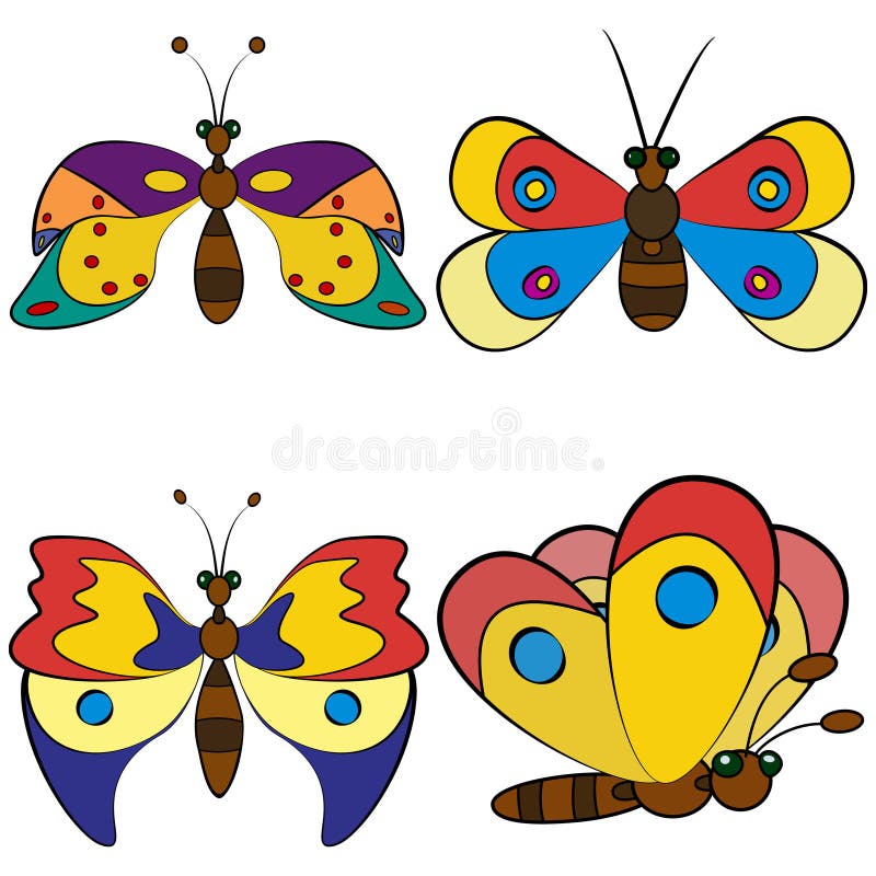 Set, exotic butterfly. stock vector. Illustration of graphic - 42214463