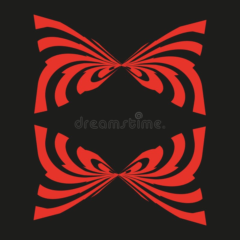 Butterfly Shaped Design. Red Mirrored Pattern. Curved Wing Figure ...