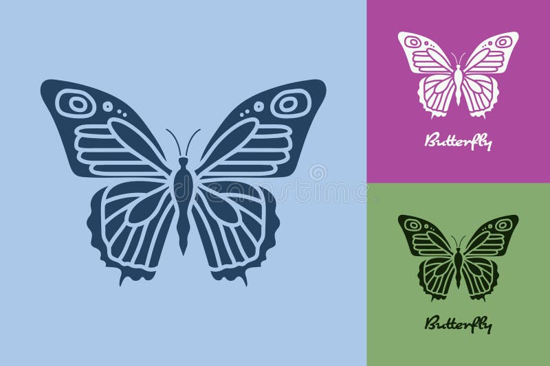 A Butterfly is Shown in Different Colors Stock Vector - Illustration of ...