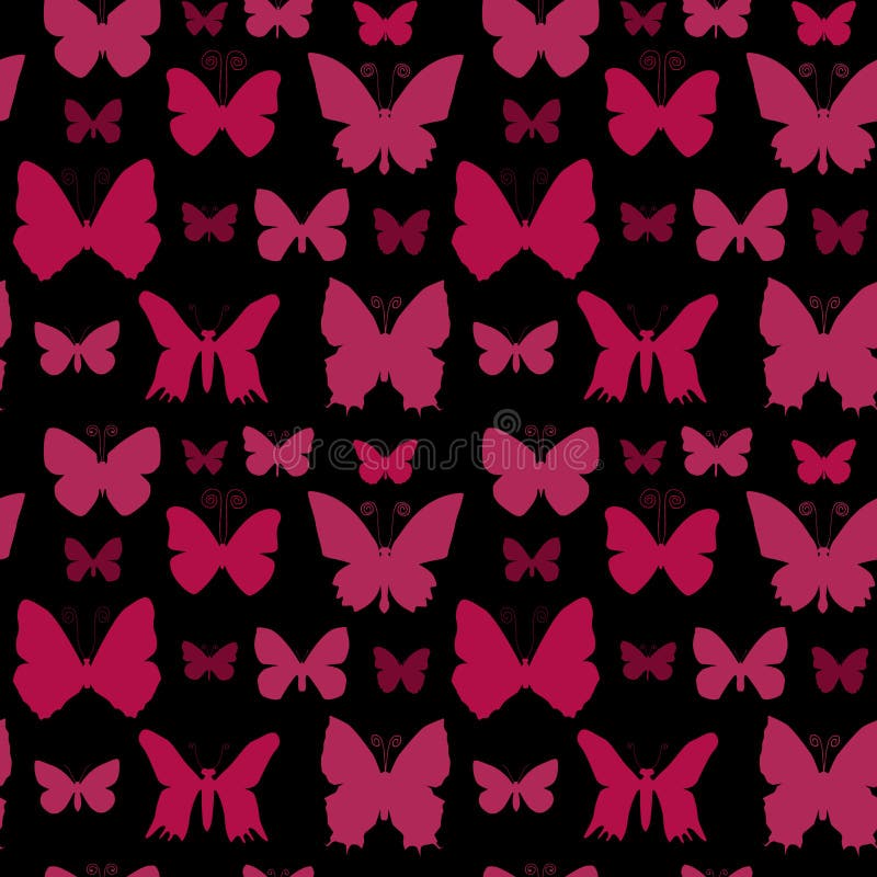 Butterfly Silhouettes Seamless Pattern Stock Vector - Illustration of ...