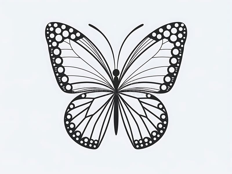 Butterfly with Simple Patterns, Minimalist Butterfly Coloring Page for ...