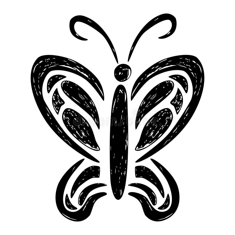 Butterfly, Simple Vector Hand Draw Sketch, Isolated on White Stock ...
