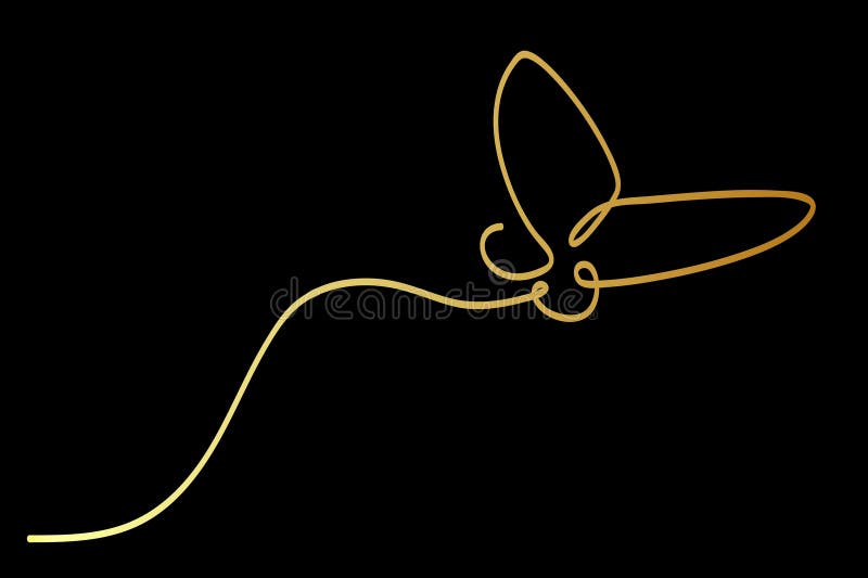 Gold Golden Vector Simple Single or One Continuous Fly Butterfly Stock ...