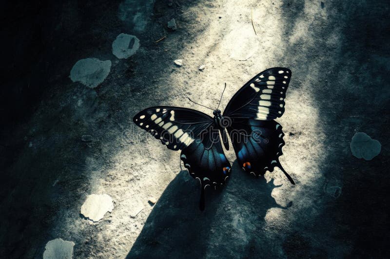 Butterfly Sits Elegantly on Concrete with Sunlight and a Sense of Calm ...