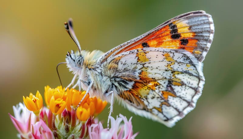 A Butterfly is Sitting on a Flower AIG62 Stock Illustration ...
