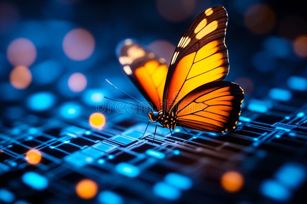 A Butterfly Sitting on Top of a Computer Keyboard Stock Illustration ...