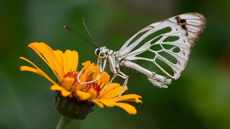 Butterfly Skeleton Flying Over Flowers Stock Illustration ...