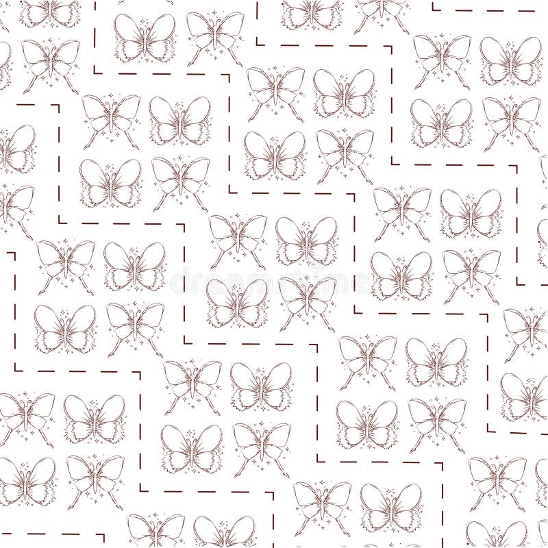 Butterfly Sketch Pattern. Vector Stock Illustration - Illustration of ...