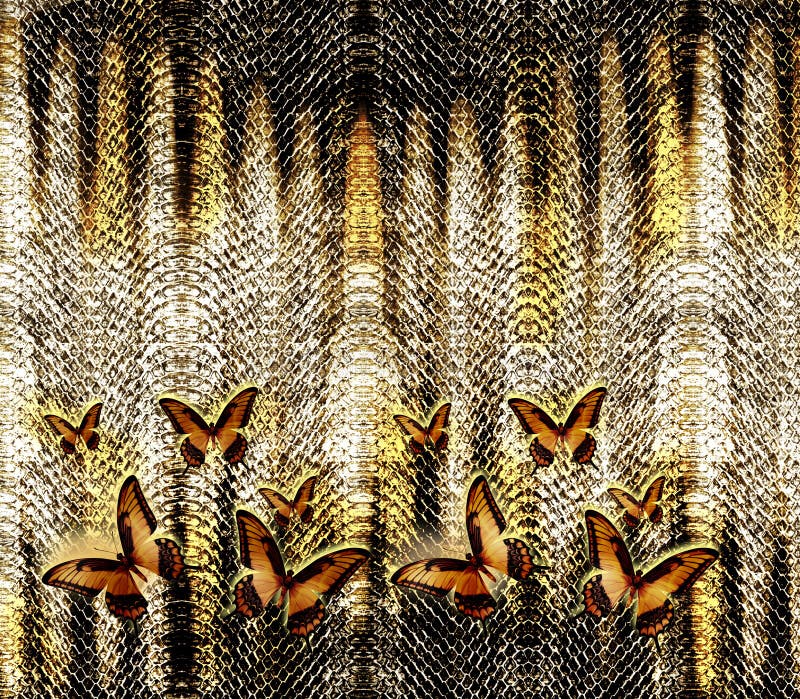 Butterfly on Snake Skin Pattern Stock Illustration - Illustration of ...