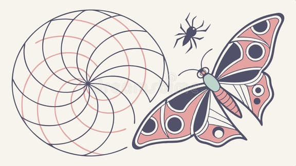 Butterfly with Spiral Pattern, Insect Design and Abstract Art Vector ...