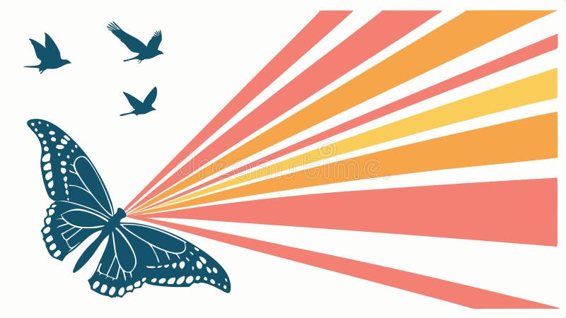 Butterfly with Sun Rays, Nature and Freedom Illustration Vector Design ...