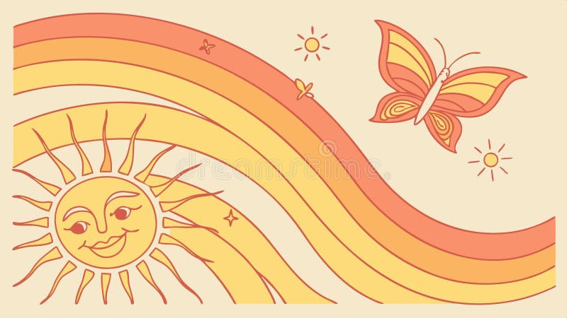 Butterfly and Sun Rays, Nature and Light Illustration Vector Design ...