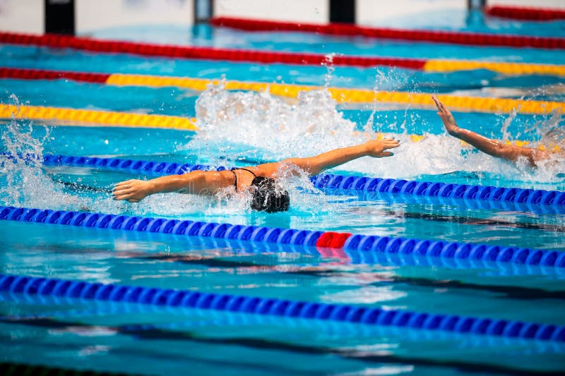 Butterfly swimming race stock photo. Image of background - 49399036