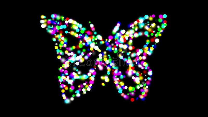 Butterfly Symbol with Colorful Bokeh Lights on Plain Black Background ...