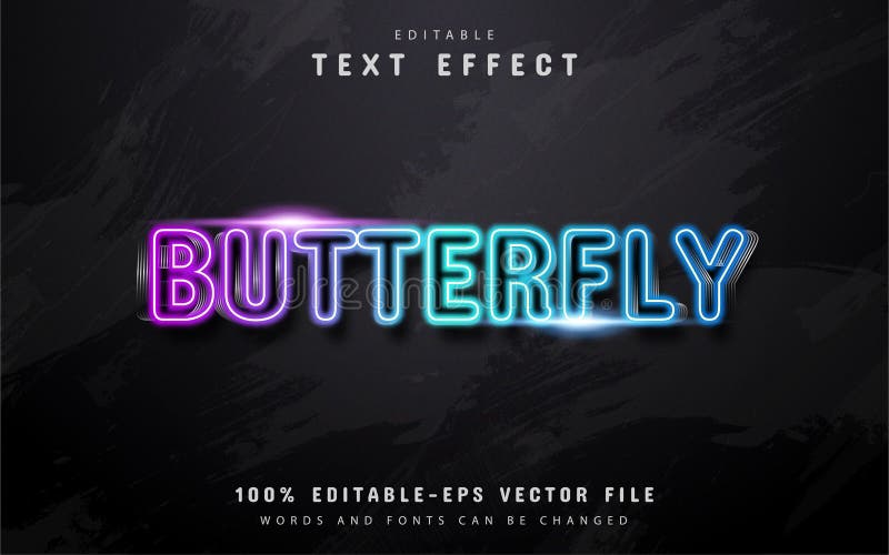 Butterfly Text, Colorful Neon Style Text Effect Stock Vector ...
