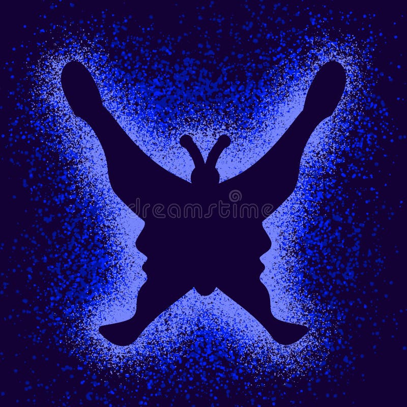 A Butterfly or Two Face Profile View. Stock Illustration - Illustration ...