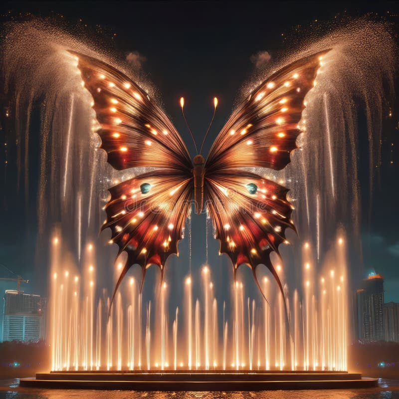 Butterfly Vertical Fountains Ground Based Fireworks Th Stock Photo ...