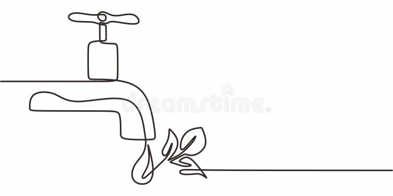 Butterfly Water Tap Continuous Line. Nature Purity Vector. Water ...