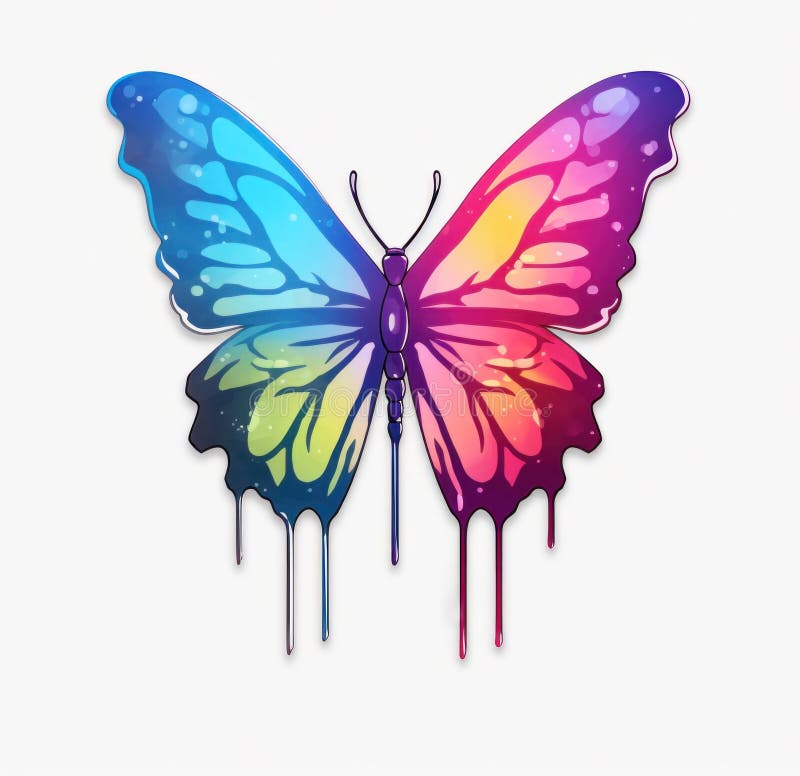 Butterfly Watercolor Water Dripping Stock Illustration - Illustration ...