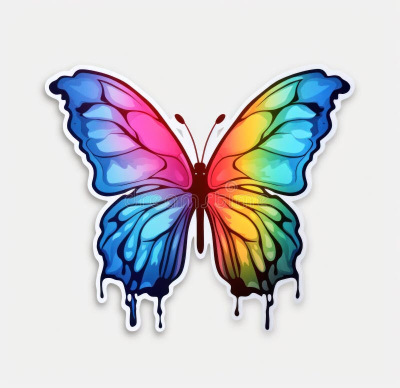 Butterfly Watercolor Water Dripping Stock Illustration - Illustration ...