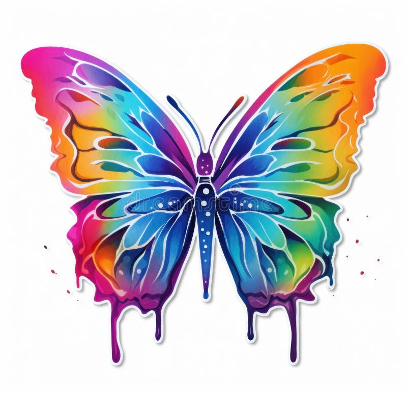 Butterfly Watercolor Water Dripping Stock Illustration - Illustration ...