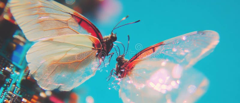 Butterfly Wings Blend with a Circuit Board, Illustrating the Harmony of ...