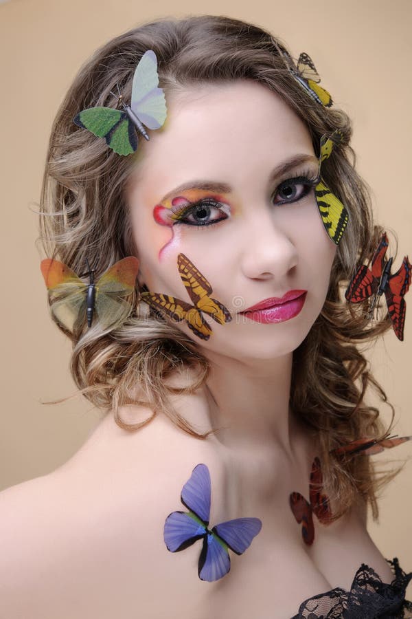 Butterfly woman stock photo. Image of isolated, portrait - 23569686