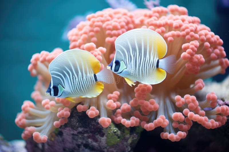 Butterflyfish Pair beside Coral Polyps Stock Photo - Image of fish ...