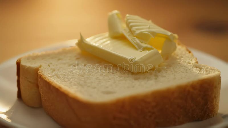 Buttering Fresh Bread in Bright Kitchen Light during Afternoon ...