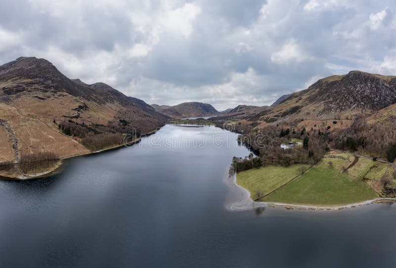 Buttermere and Crummock Water Elevated View Stock Image - Image of ...