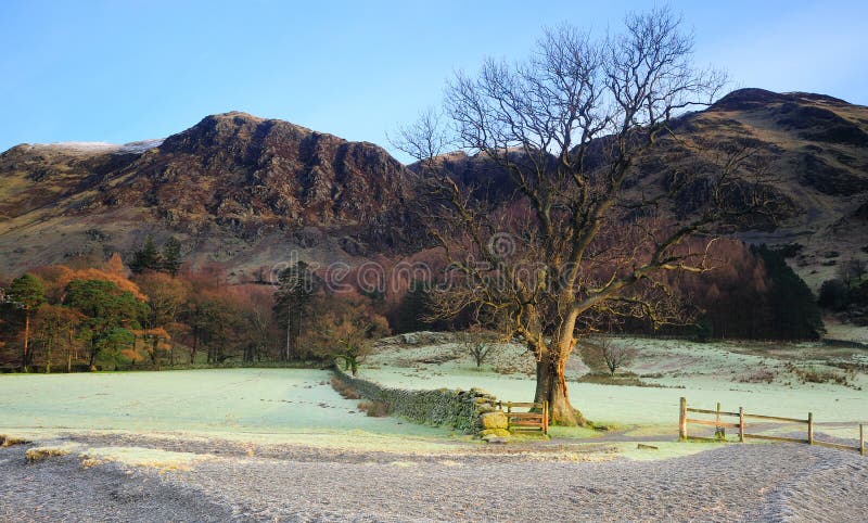 Buttermere Winter scene stock photo. Image of england - 23598076