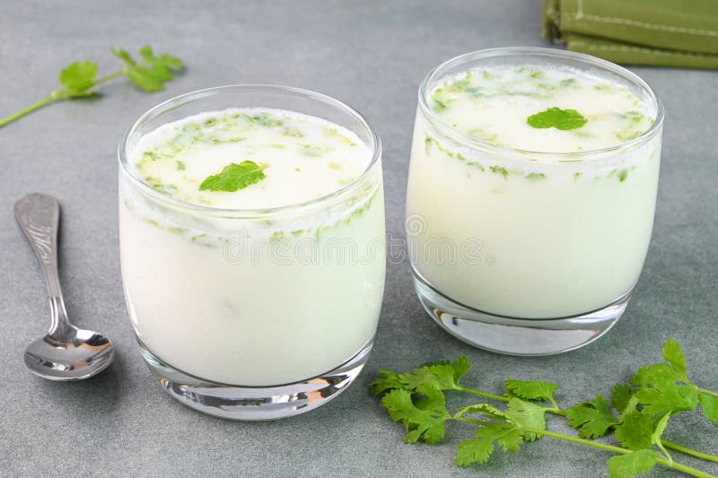 Buttermilk Drink Served in Glass Cups Stock Image - Image of chaas ...