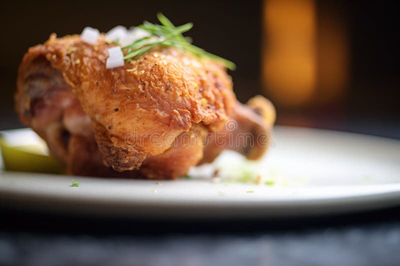 Buttermilk Fried Chicken Thigh Close-up, Crisp Texture Evident Stock ...