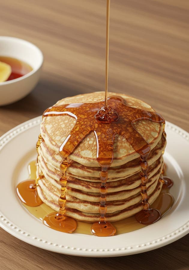 Buttermilk Pancakes Stack with Maple Syrup Stock Illustration ...