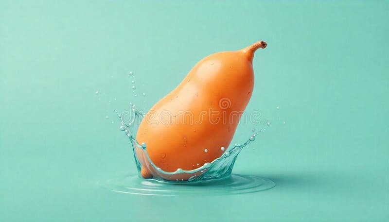 Butternut Squash Falling into Water with Splash and Ripples Stock ...
