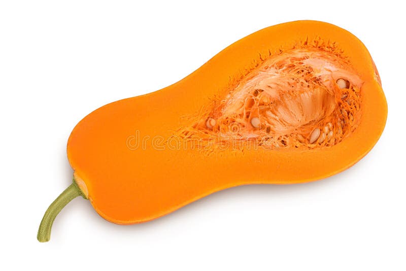 Butternut Squash Half Isolated on White Background with Clipping Path ...
