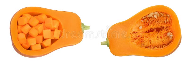 Butternut Squash Half Isolated on White Background with Full Depth of ...
