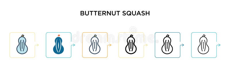 Butternut Squash Vector Icon in 6 Different Modern Styles. Black, Two ...