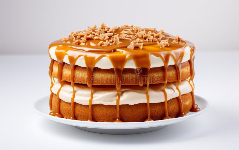 Butterscotch Cake White Background Stock Illustration - Illustration of ...