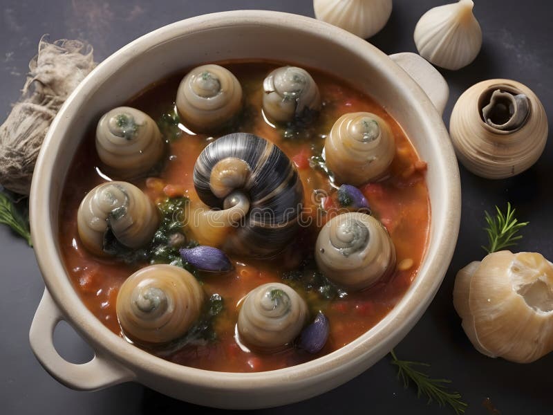 Buttery and Aromatic Land Snails in Special Shells Stock Photo - Image ...