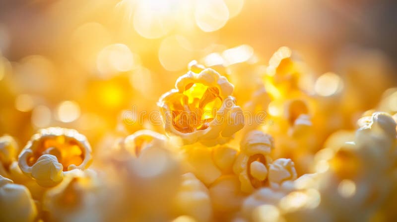Buttery and Golden Popcorn is Captured in a Close-up with Realistic ...