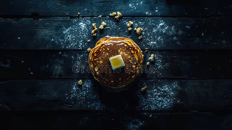 Buttery Pancakes, Rustic Wood, Kitchen, Crumbs, Breakfast Stock Photo ...