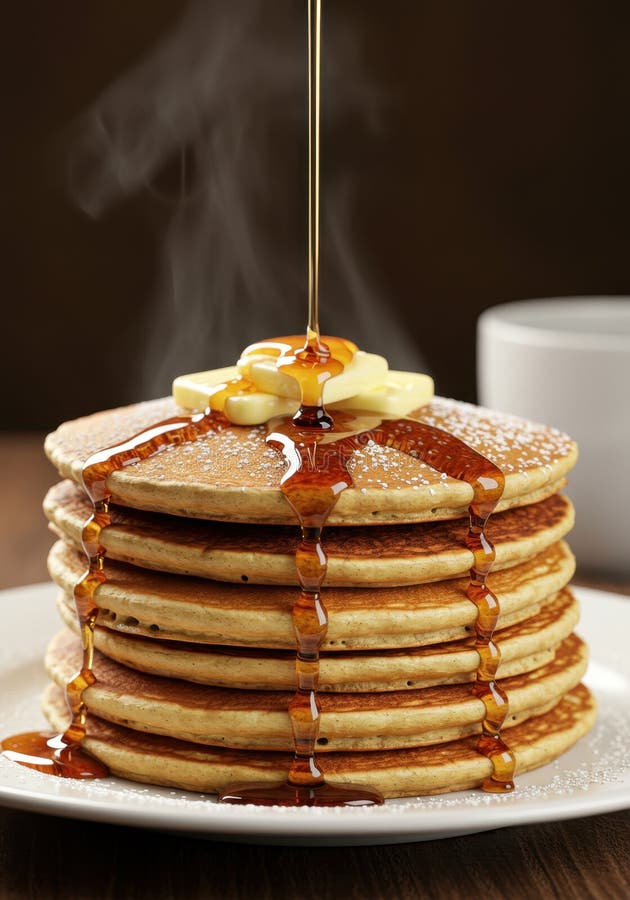 Buttery Pancakes Stack with Syrup and Butter Stock Image - Image of ...