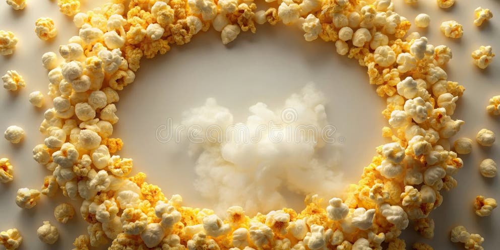 Buttery Popcorn Forms a Circular Frame Surrounding a Fluffy Cloud of ...