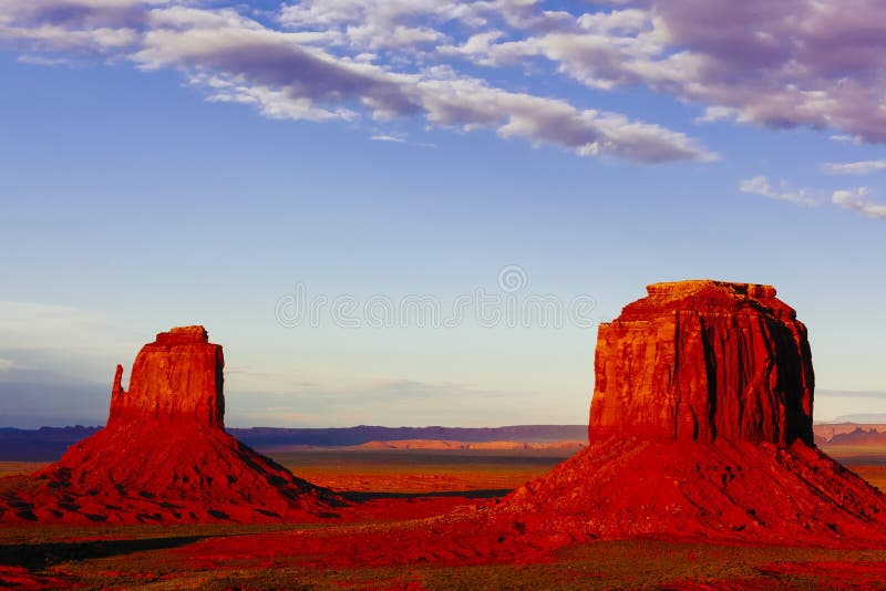 Buttes at Sunset, the Mittens, Merrick Butte, Monument Valley, a Stock ...